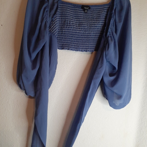 Papaya | Tops | New Papaya Large Violet Front Tie Sheer Crop Top | Poshmark